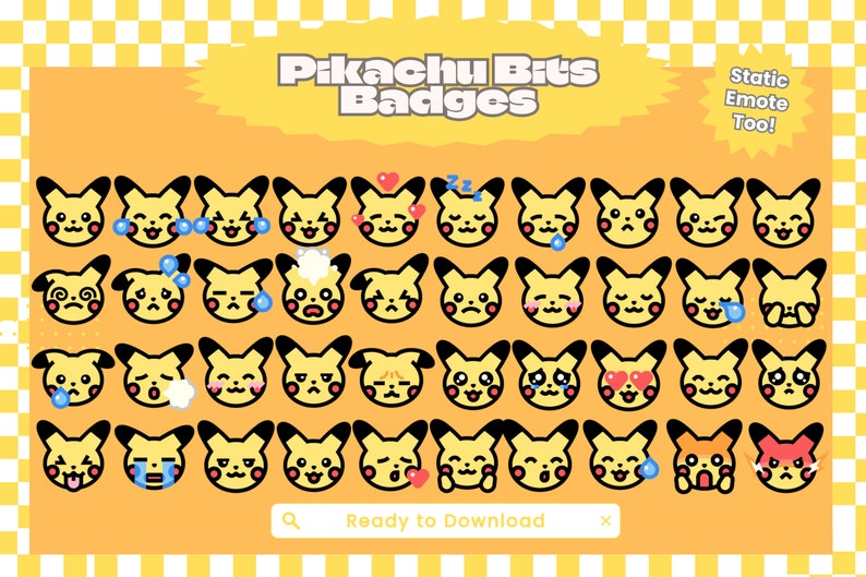 Pikachu Bit Badges for Twitch and Discord Static Emote Twitch Emotes ...