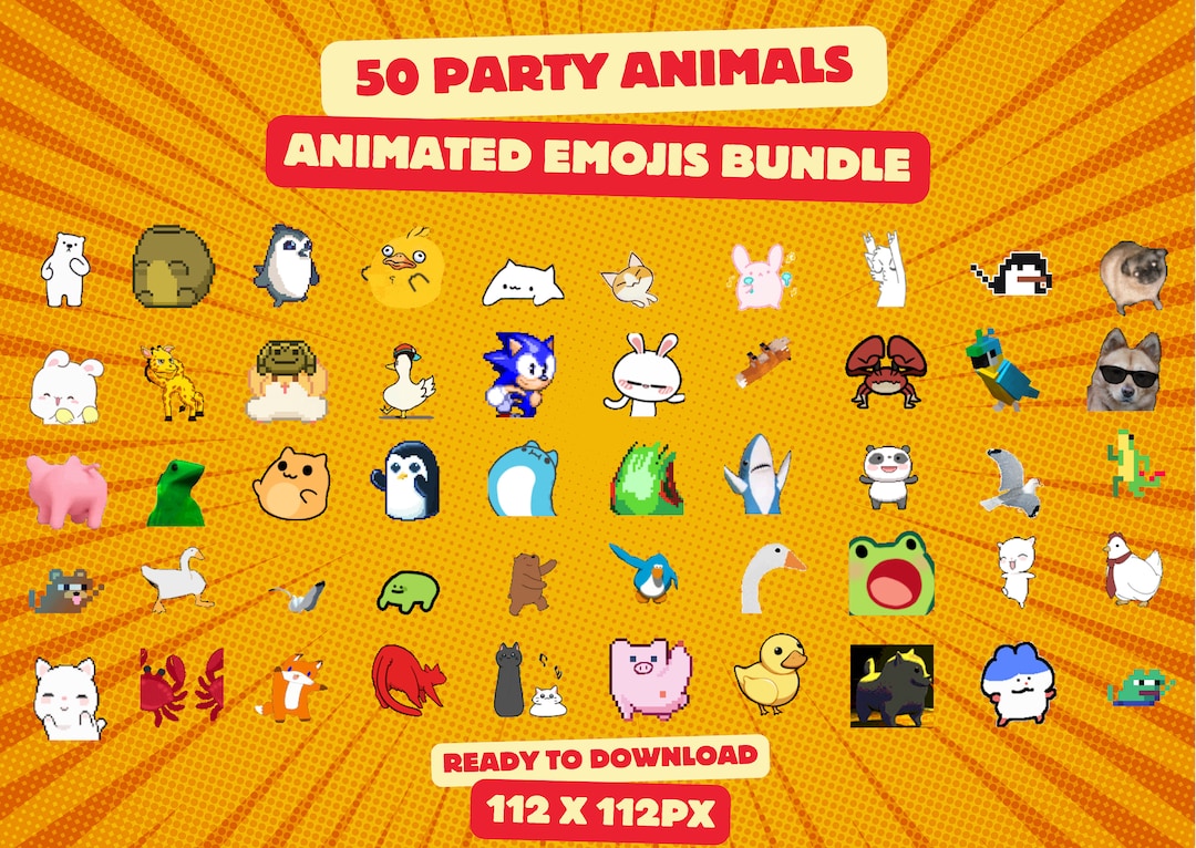 Party Animals Emote Bundle for Twitch and Discord Twitch Emotes Discord ...