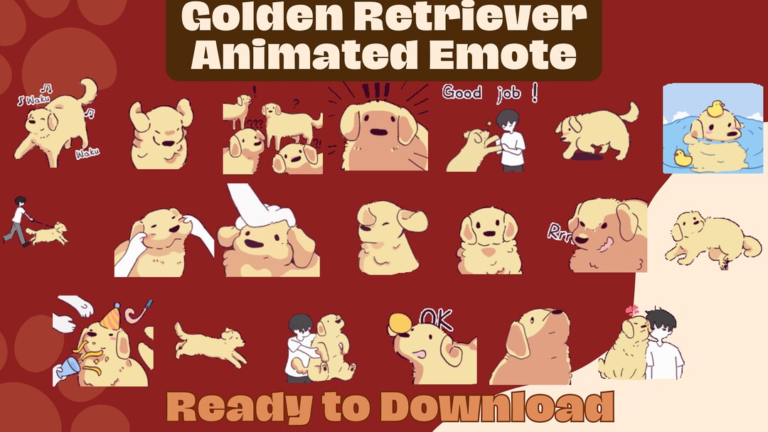 Golden Retriever Dog Animated Emotes for Twitch and Discord Twitch ...