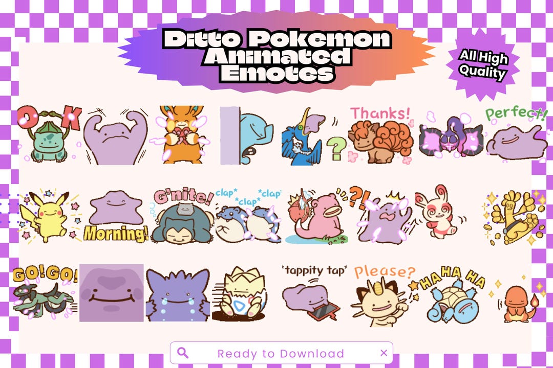 Ditto Pokemon Animated Emotes for Twitch and Discord Twitch Emotes ...