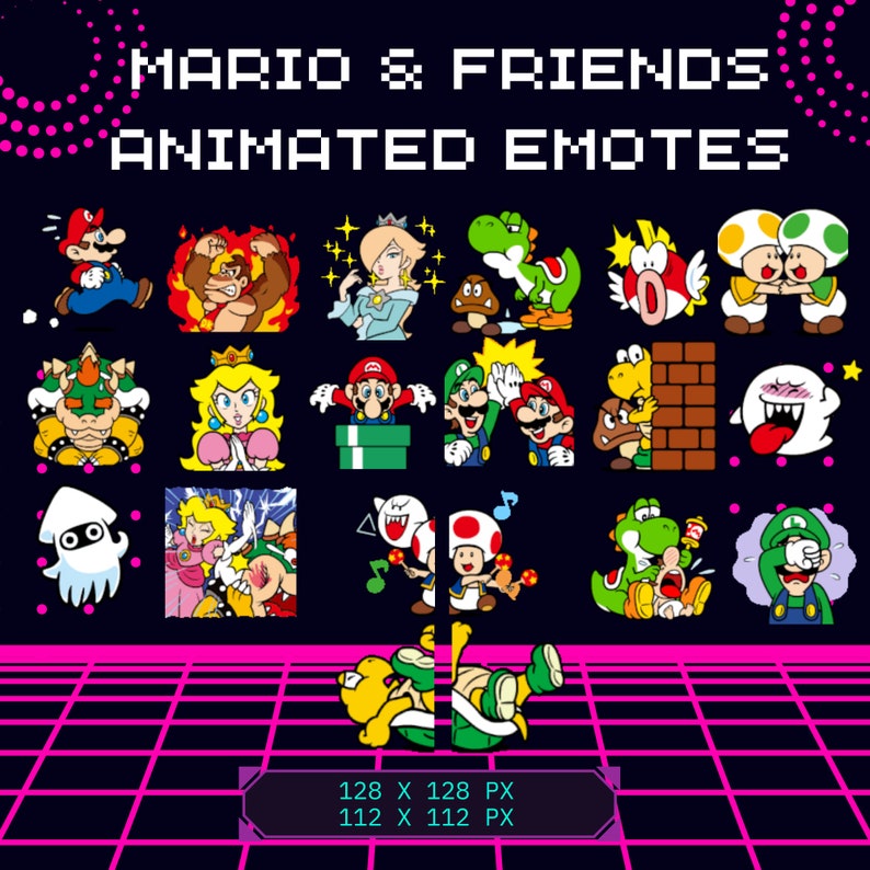 Retro Mario & Friends Animate Emote Bundle for Twitch and Discord ...