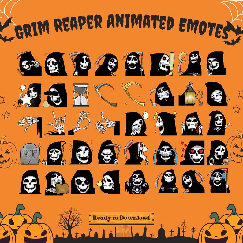 Grim Reaper Halloween Animated Emotes for Twitch and Discord Twitch ...