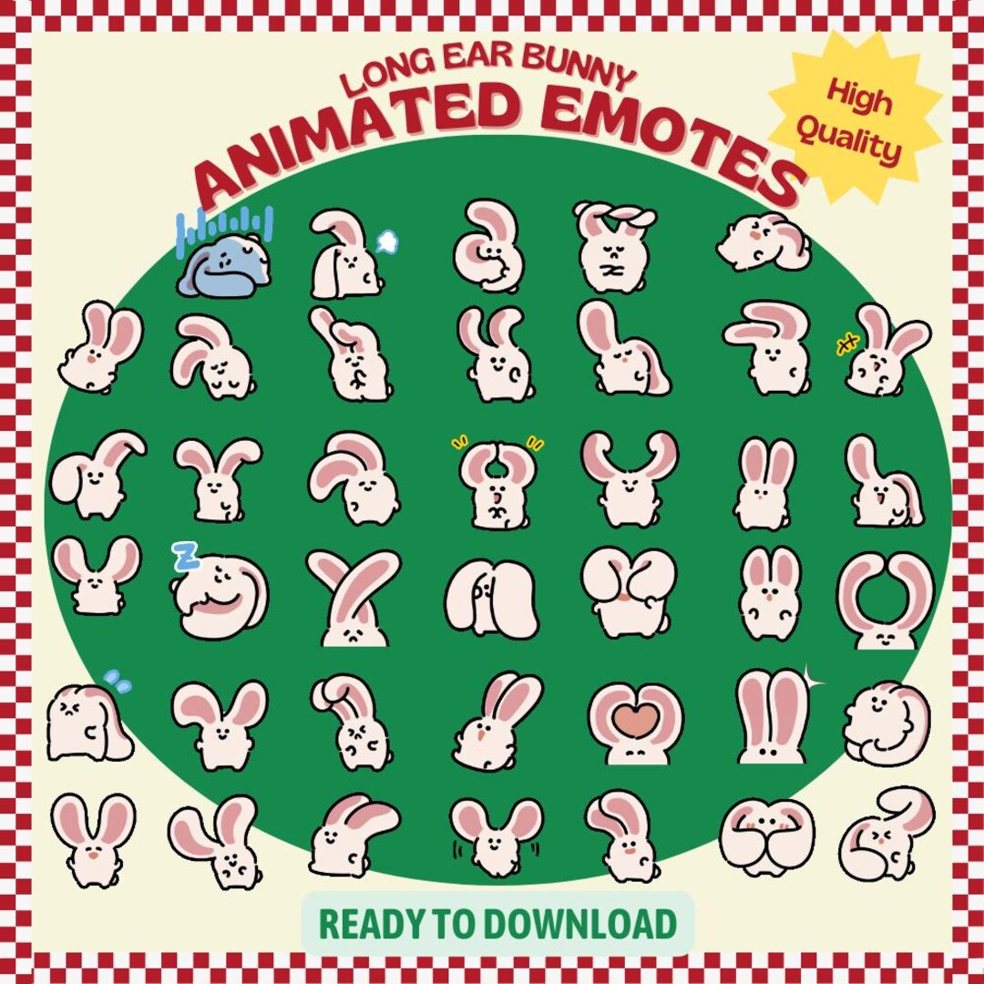 Cute Bunny Rabbit Animated Emotes for Twitch and Discord Twitch Emotes ...