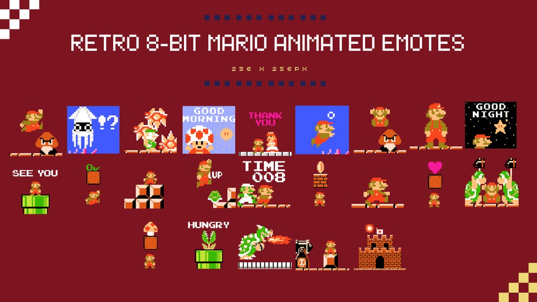 Retro Mario Animated Emotes for Twitch and Discord Twitch Emotes ...