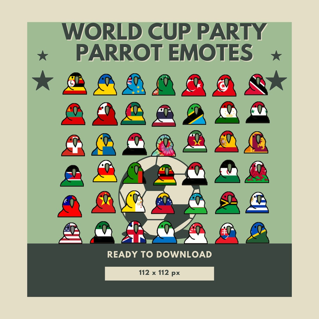 World Cup Party Parrot Emote Pack Twitch and Discord Twitch Emotes ...