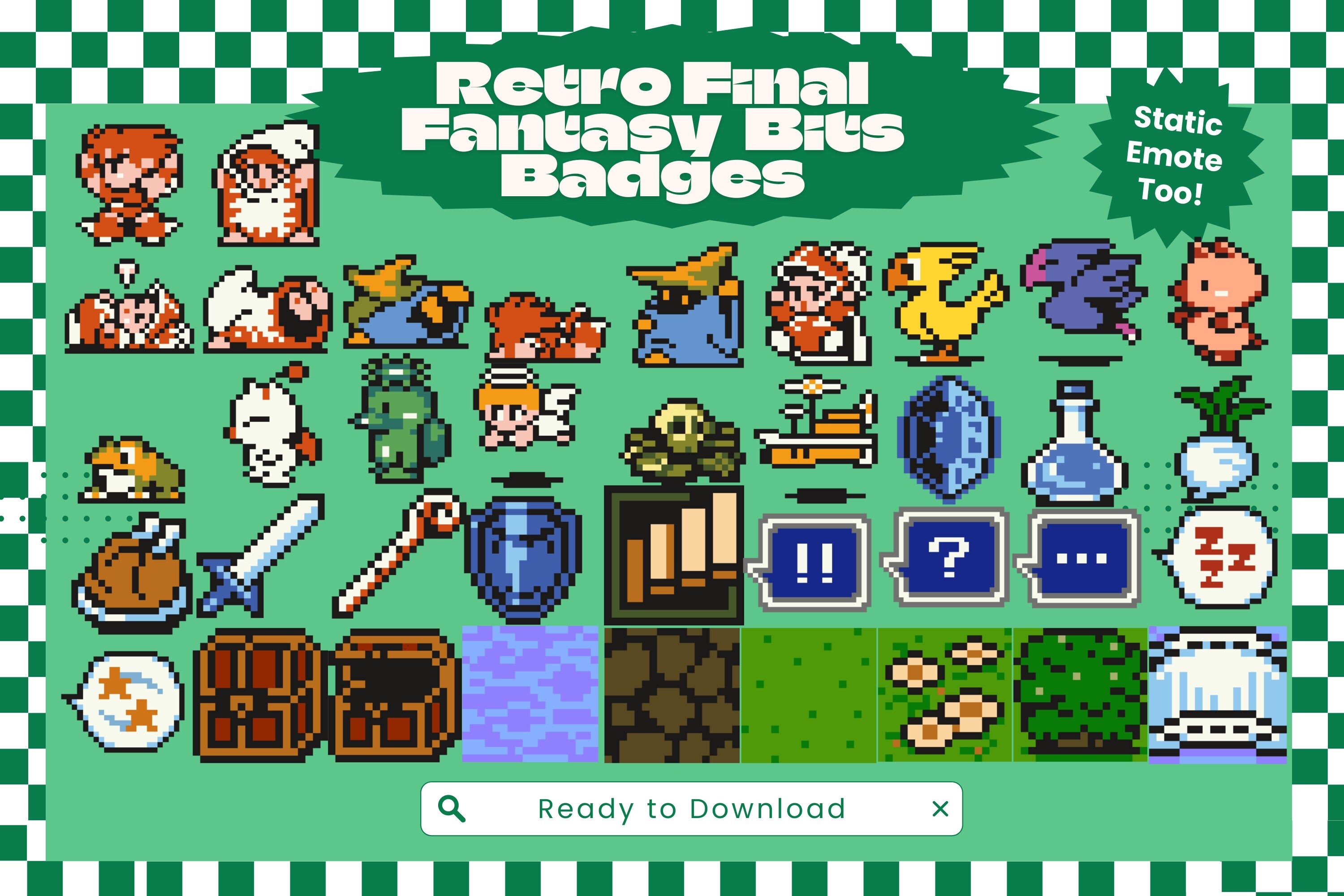 Retro Final Fantasy Bits Badges for Twitch and Discord Twitch Emotes ...