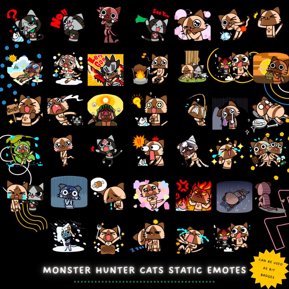 Monster Hunter Cats Static Emotes for Twitch and Discord Twitch Emotes ...