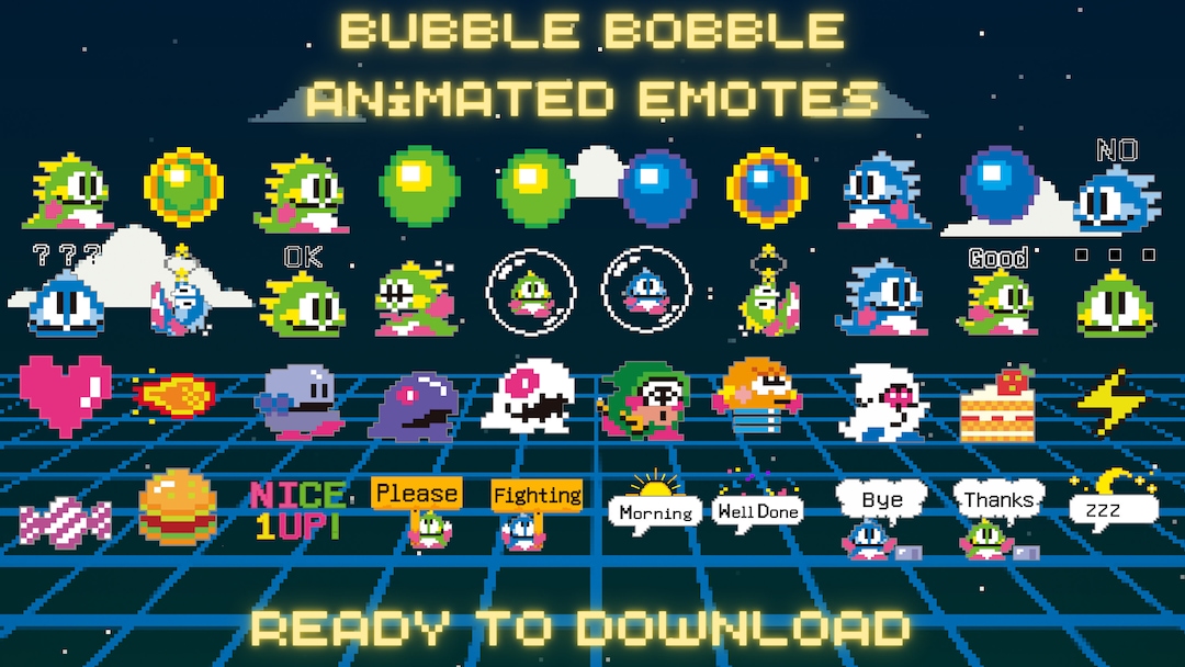 Retro Bubble Bobble Animated Emotes for Twitch and Discord Twitch ...