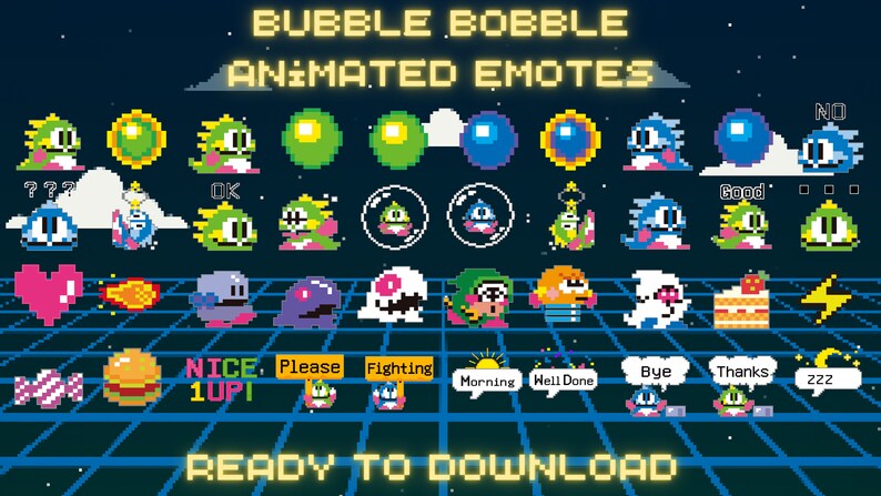 Retro Bubble Bobble Animated Emotes for Twitch and Discord Twitch ...