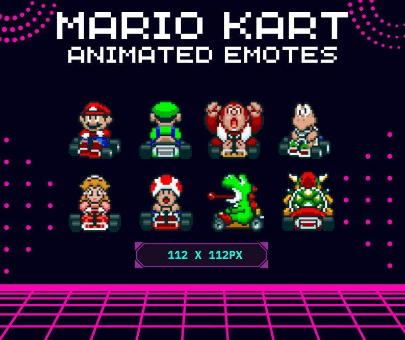 Retro Mario Kart Animated Emotes for Twitch and Discord Twitch Emotes ...