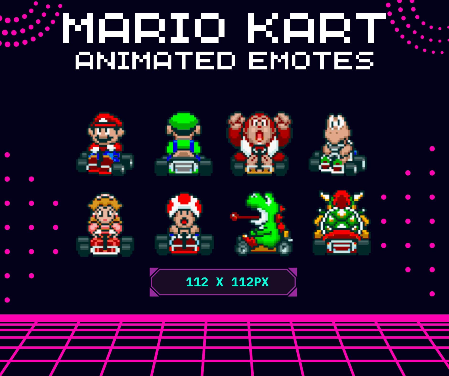 Retro Mario Kart Animated Emotes for Twitch and Discord Twitch Emotes ...