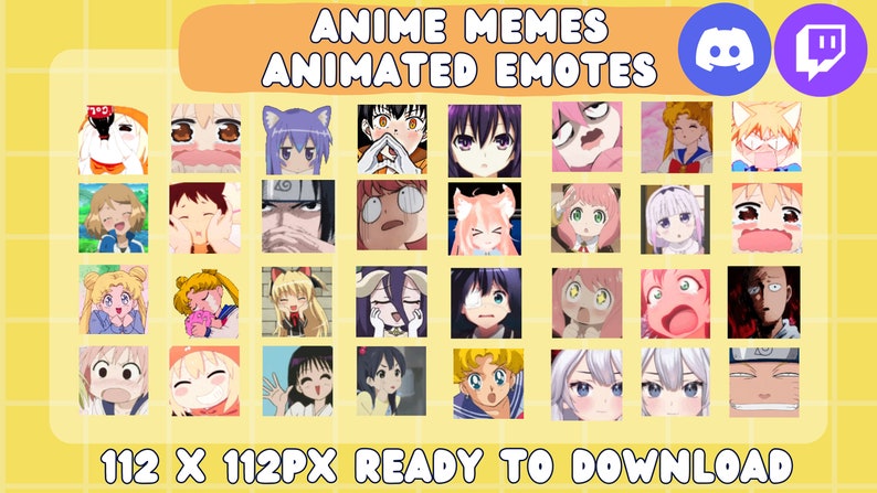 Anime Memes Emote Pack for Twitch and Discord Twitch Emotes Discord ...