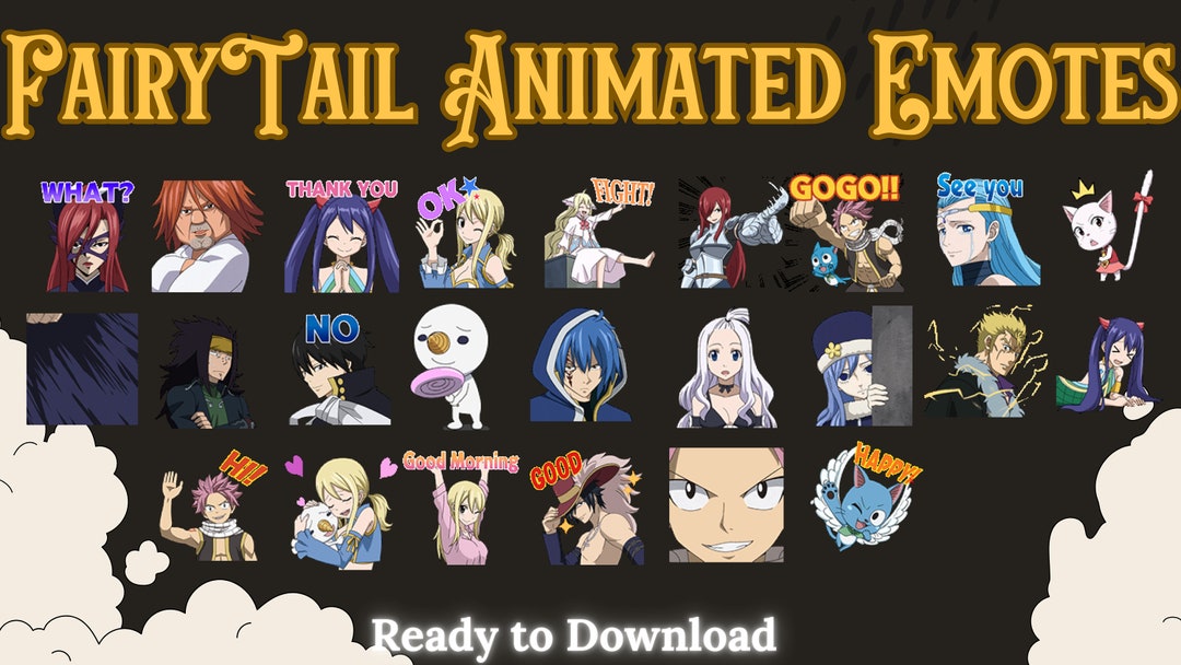 24 Fairytail Animated Emotes for Twitch and Discord Twitch Emotes ...