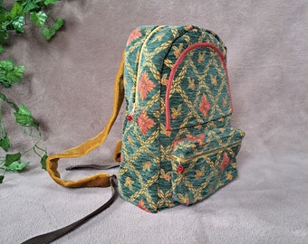 Small Round Recycled Backpack, Sustainable Upcycled Fabric Backpack ...