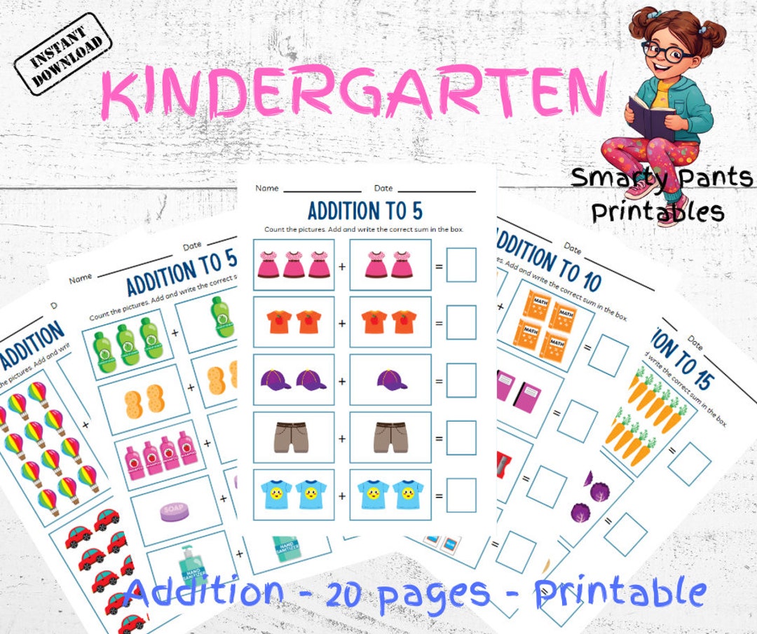 Addition Workbook, Math Printables, Early Learning (digital Download ...