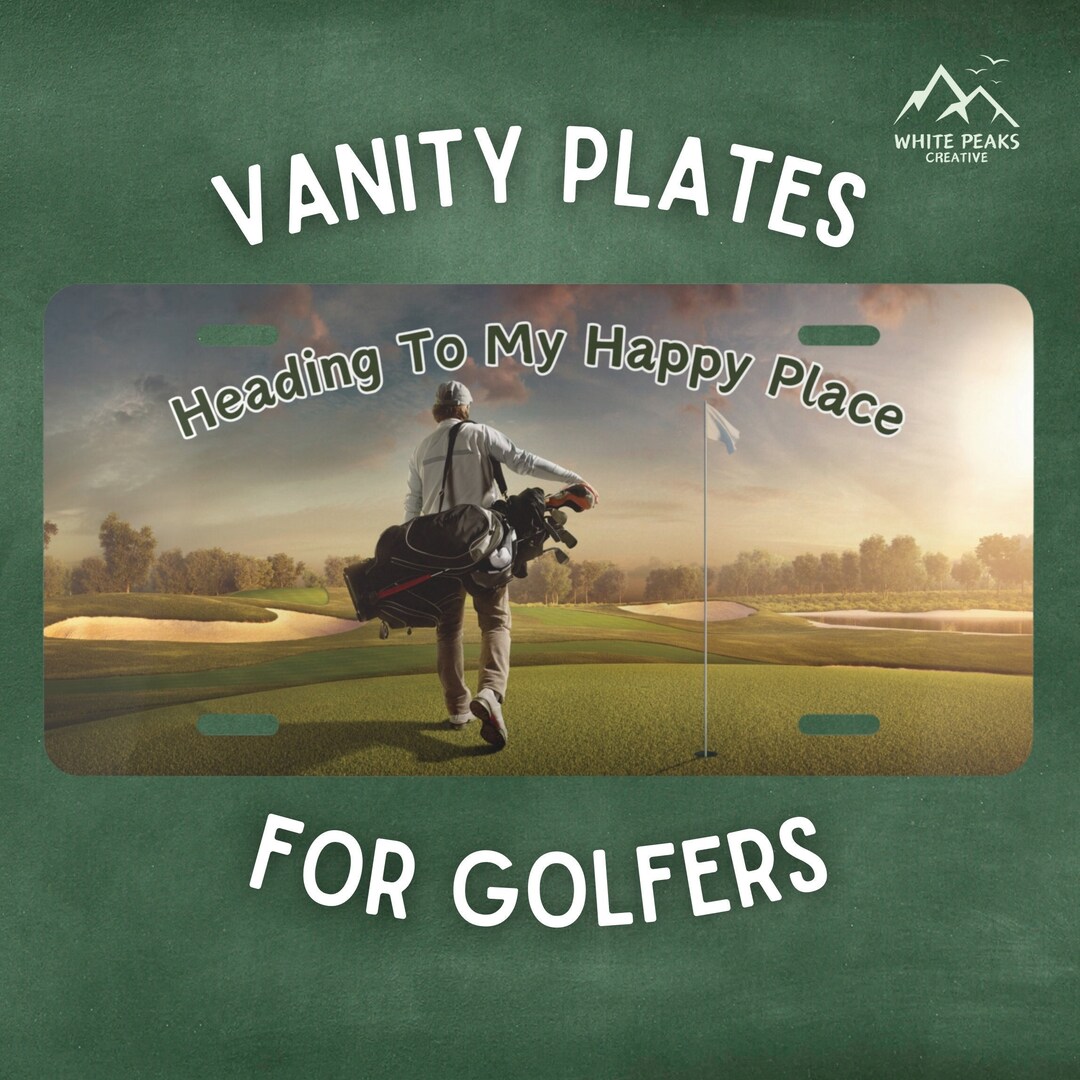 Happy Place Golfing Vanity Plate, Ultimate Golfer Gift, Golf Course ...