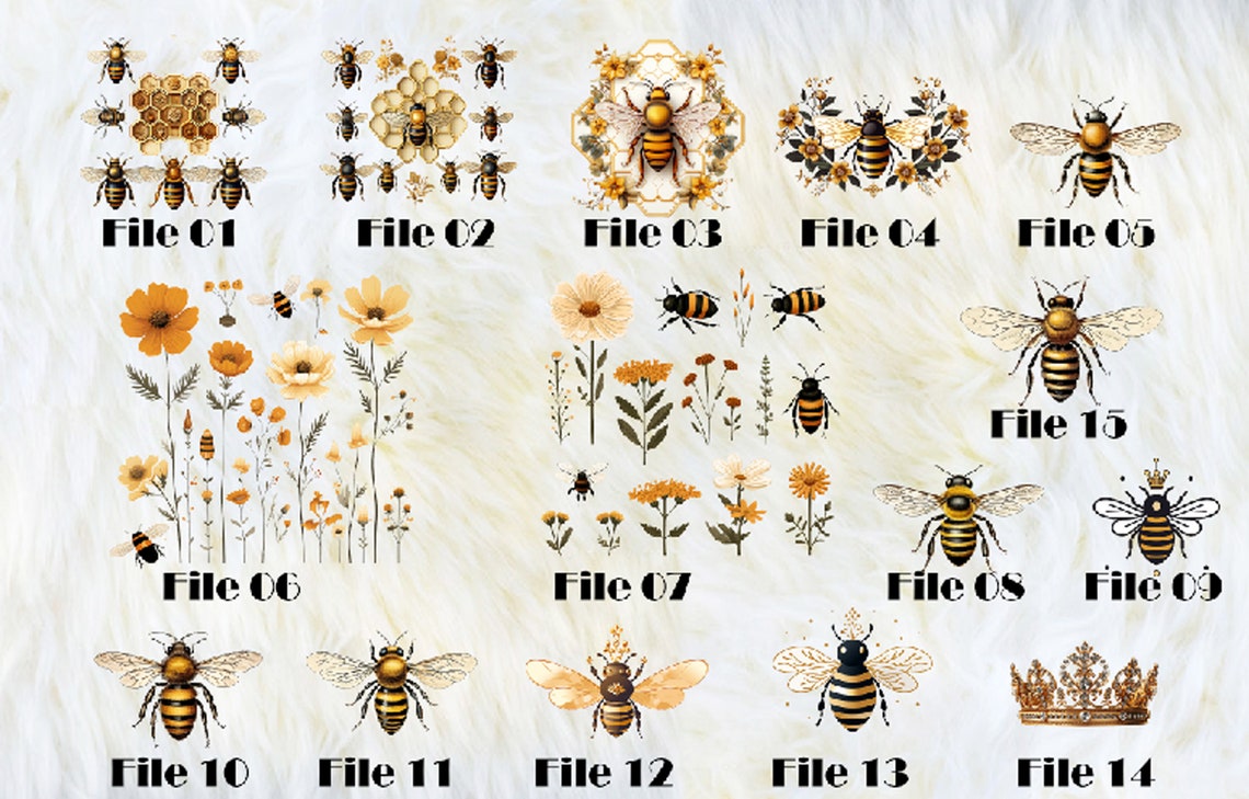 Royal Bees Clipart - Vintage Honey Bee Clip Art With Seamless Honeycomb ...