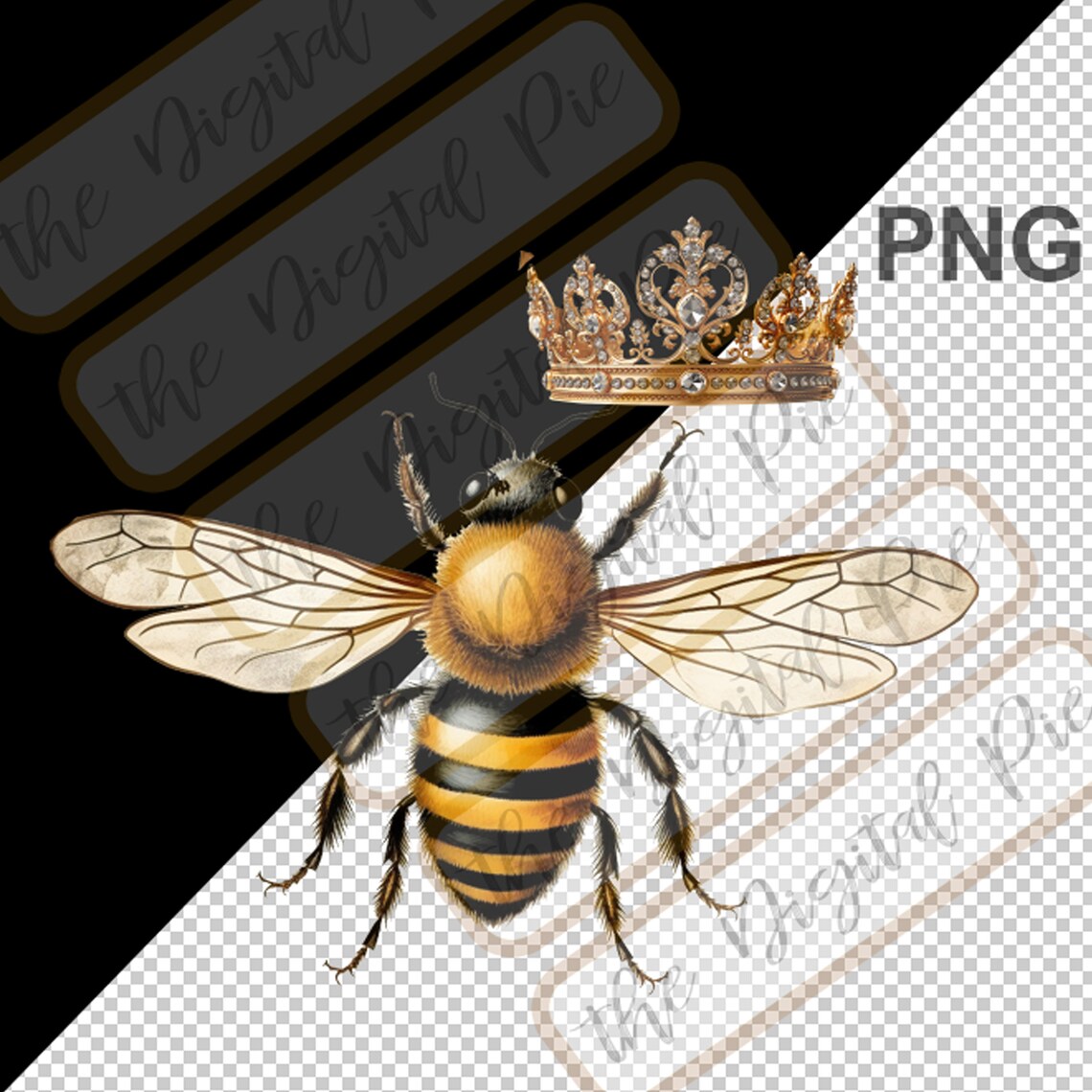 Royal Bees Clipart - Vintage Honey Bee Clip Art With Seamless Honeycomb ...