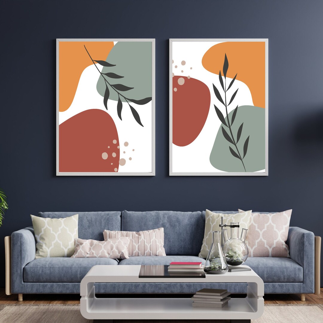 Boho Shape 2 Panel Printable Wall Art, Boho Abstract Wall Art Prints ...