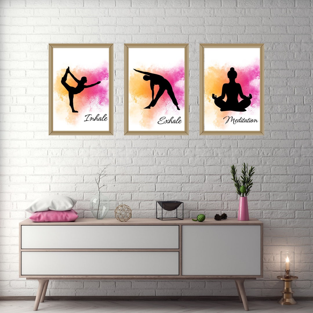 Yoga Wall Art Set off 3 Prints, Yoga Wall Decor, Yoga Poster, Yoga ...