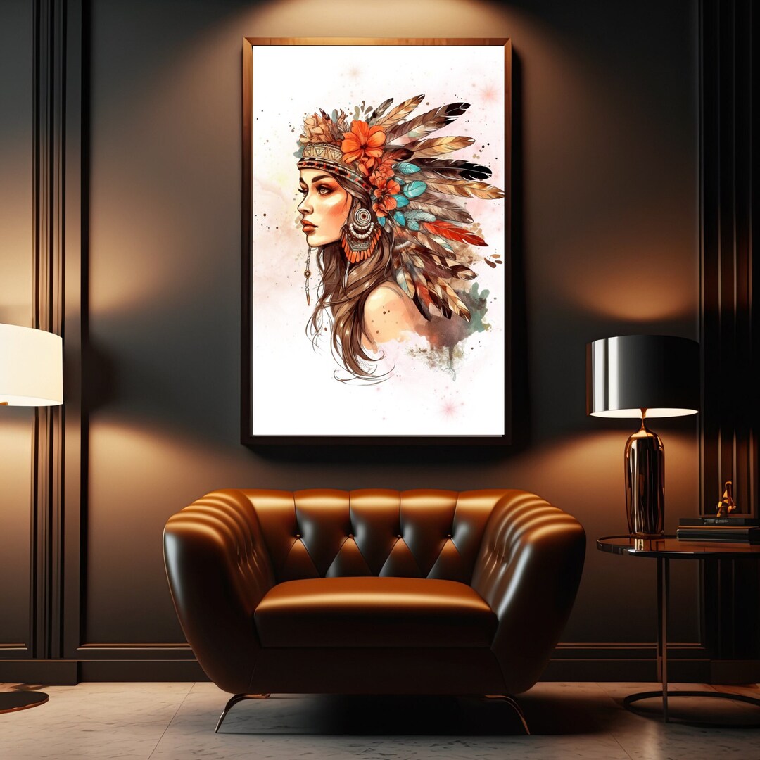 Beautiful Native American Women Art, Native Girl Portrait Painting ...