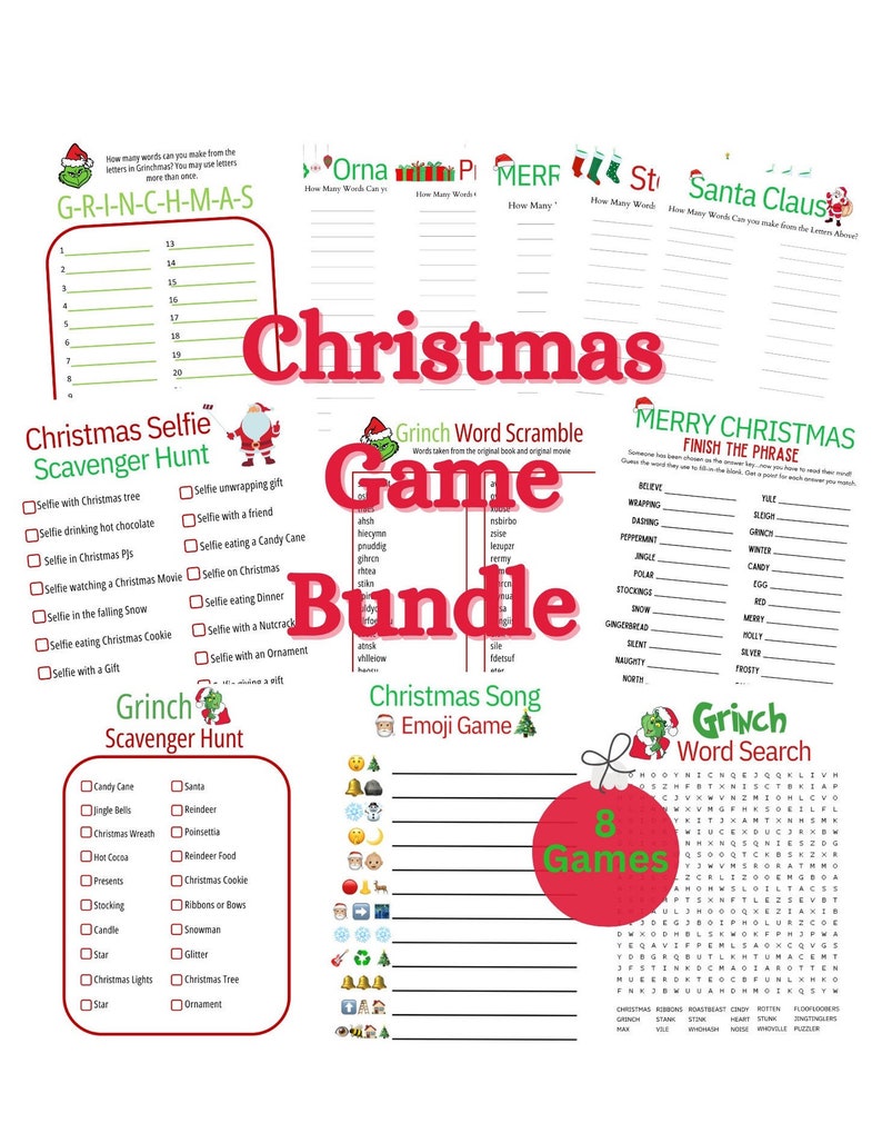 Grinch Games, Christmas Game Bundle, Christmas Party Games, Christmas ...