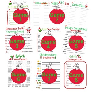 Grinch Games, Christmas Game Bundle, Christmas Party Games, Christmas ...