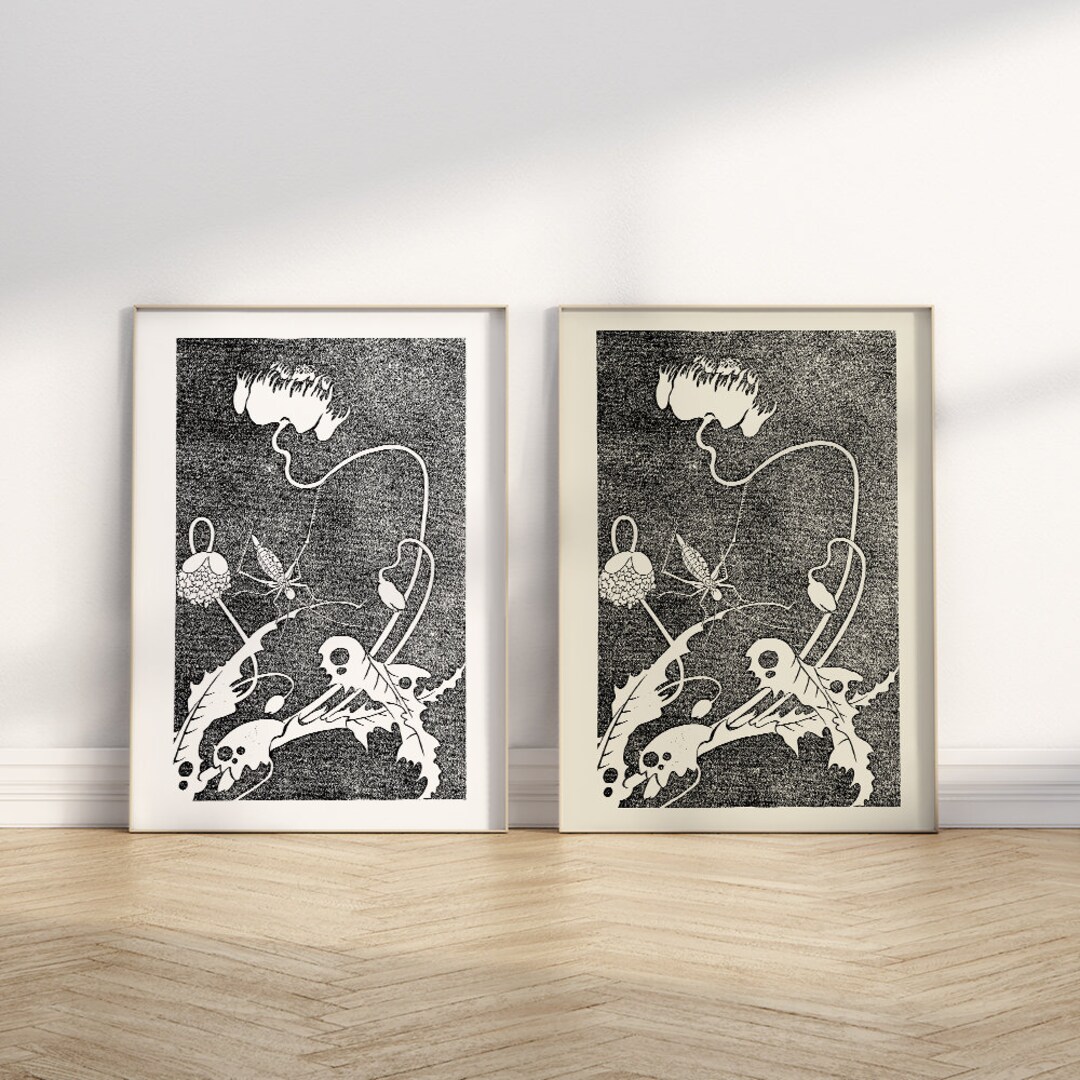 Vintage Japanese Art Print Insects Flowers Leaves Woodblock 29A Ito ...