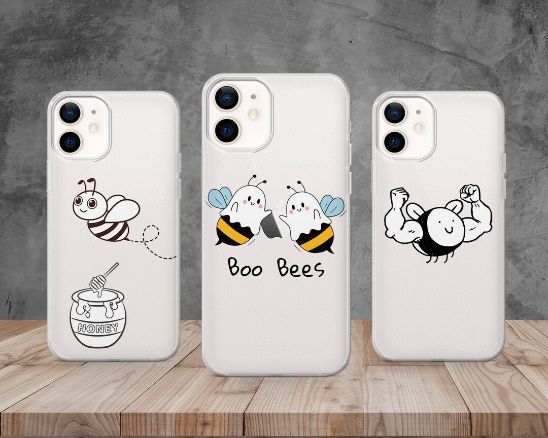 Bees Honey Transparent Phone Case Cute Bee Cover for iPhone 15, 14, 13 ...