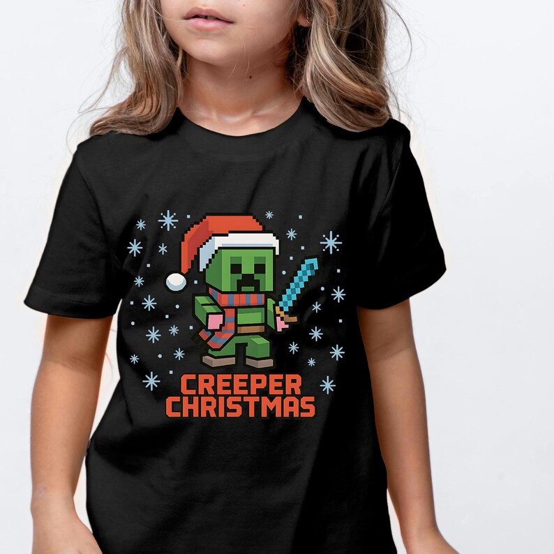 Creeper Pixel Christmas PNG | Gamer Holiday Clipart | Green Monster ...