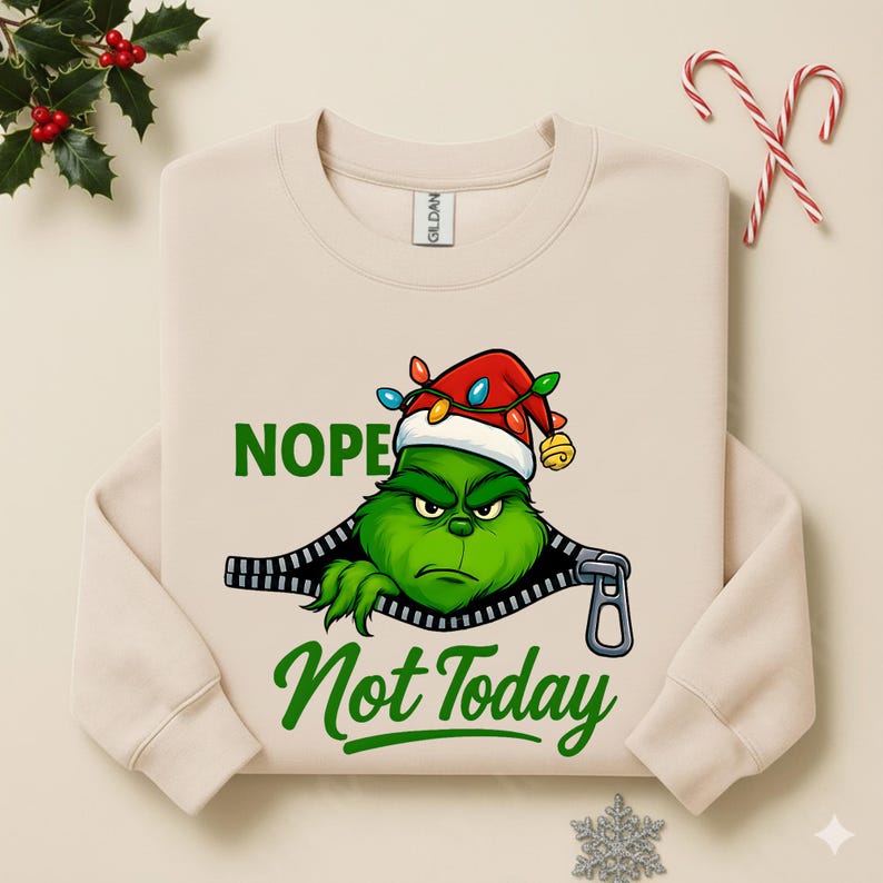 Funny Grinch Christmas PNG | Nope Not Today Design | Holiday ...