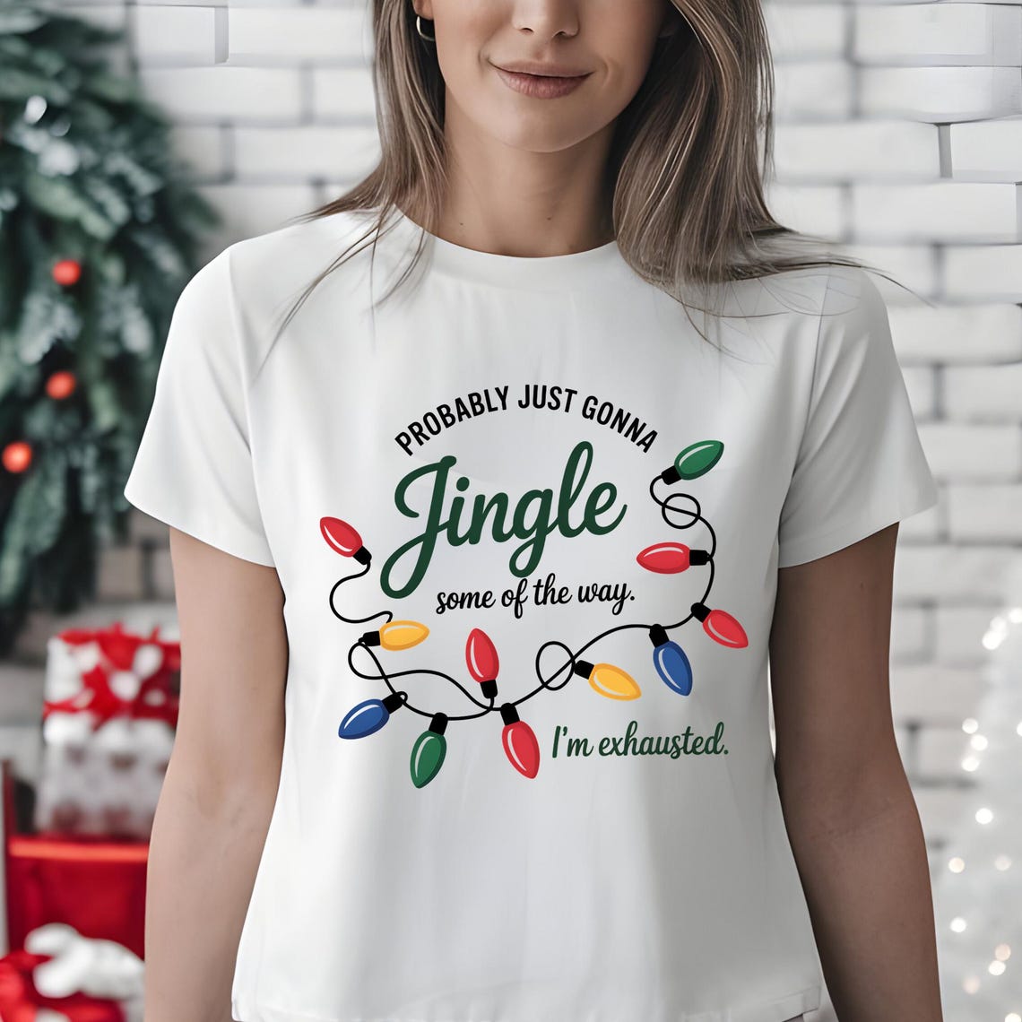 Christmas Lights PNG | Exhausted Mom Christmas Shirt Design | Holiday ...