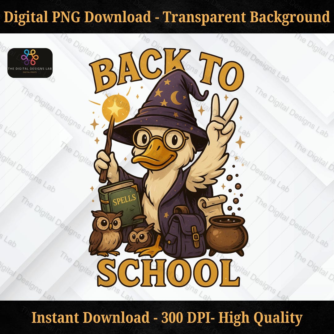 Back to School Duck PNG, Wizard Duck 1st Day of School Design, Boy or ...