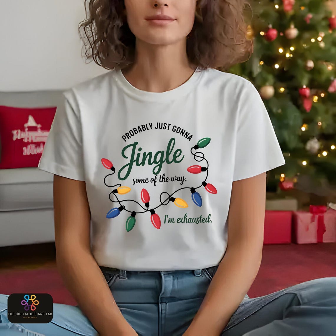 Christmas Lights PNG | Exhausted Mom Christmas Shirt Design | Holiday ...