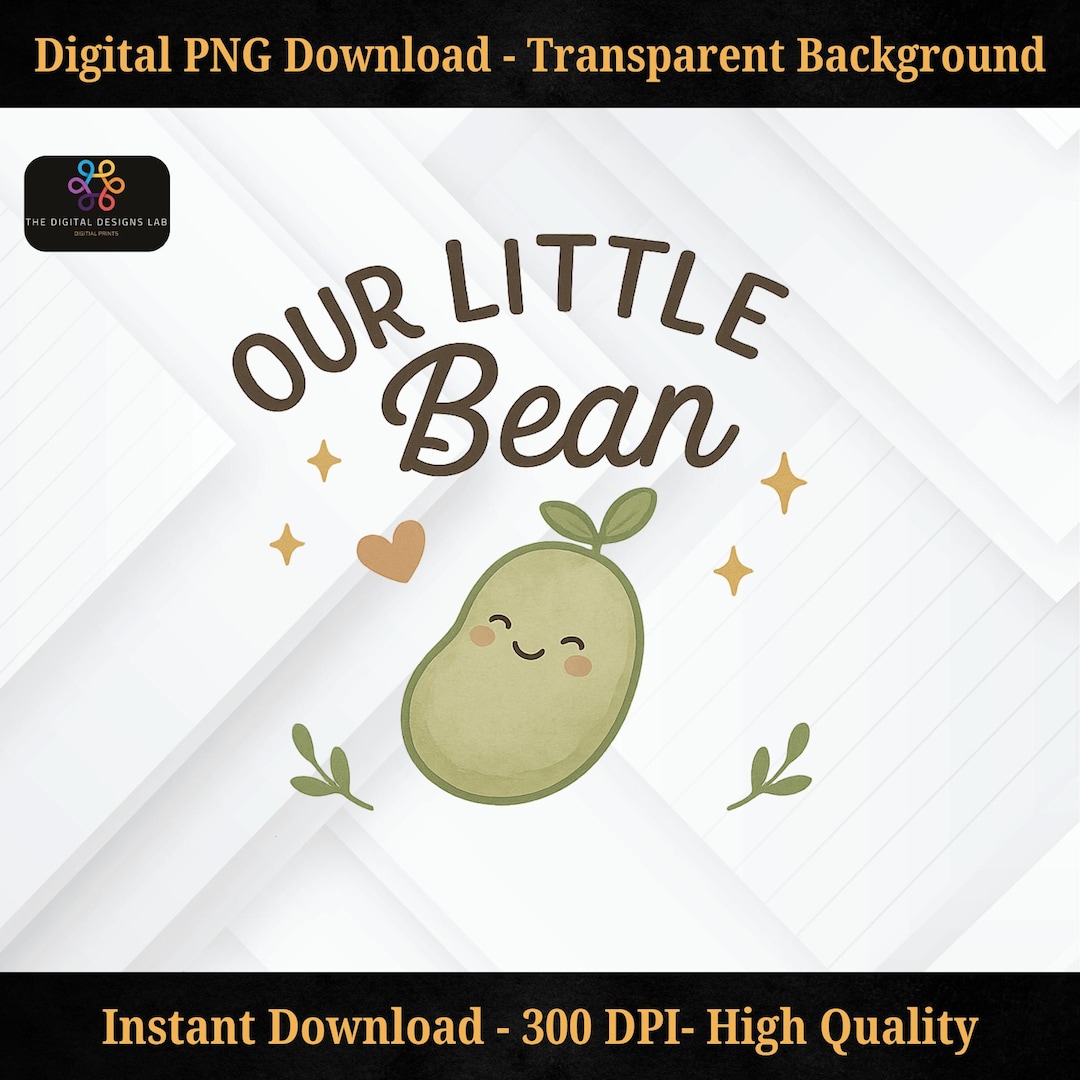Little Bean Baby Announcement PNG: Gender Neutral Pregnancy Reveal ...