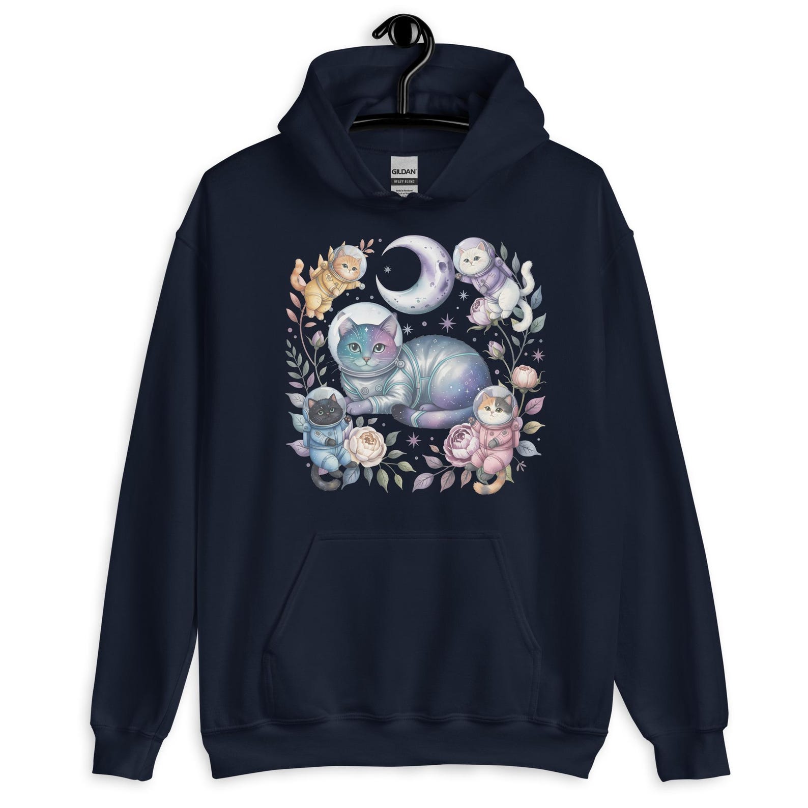 Space Cat Hoodie, Moon Kitten Pullover, Celestial Galaxy Sweatshirt ...