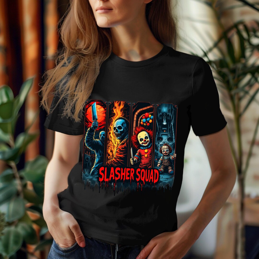 Slasher Squad Halloween T-shirt: Scary Movie Graphic Tee - Etsy