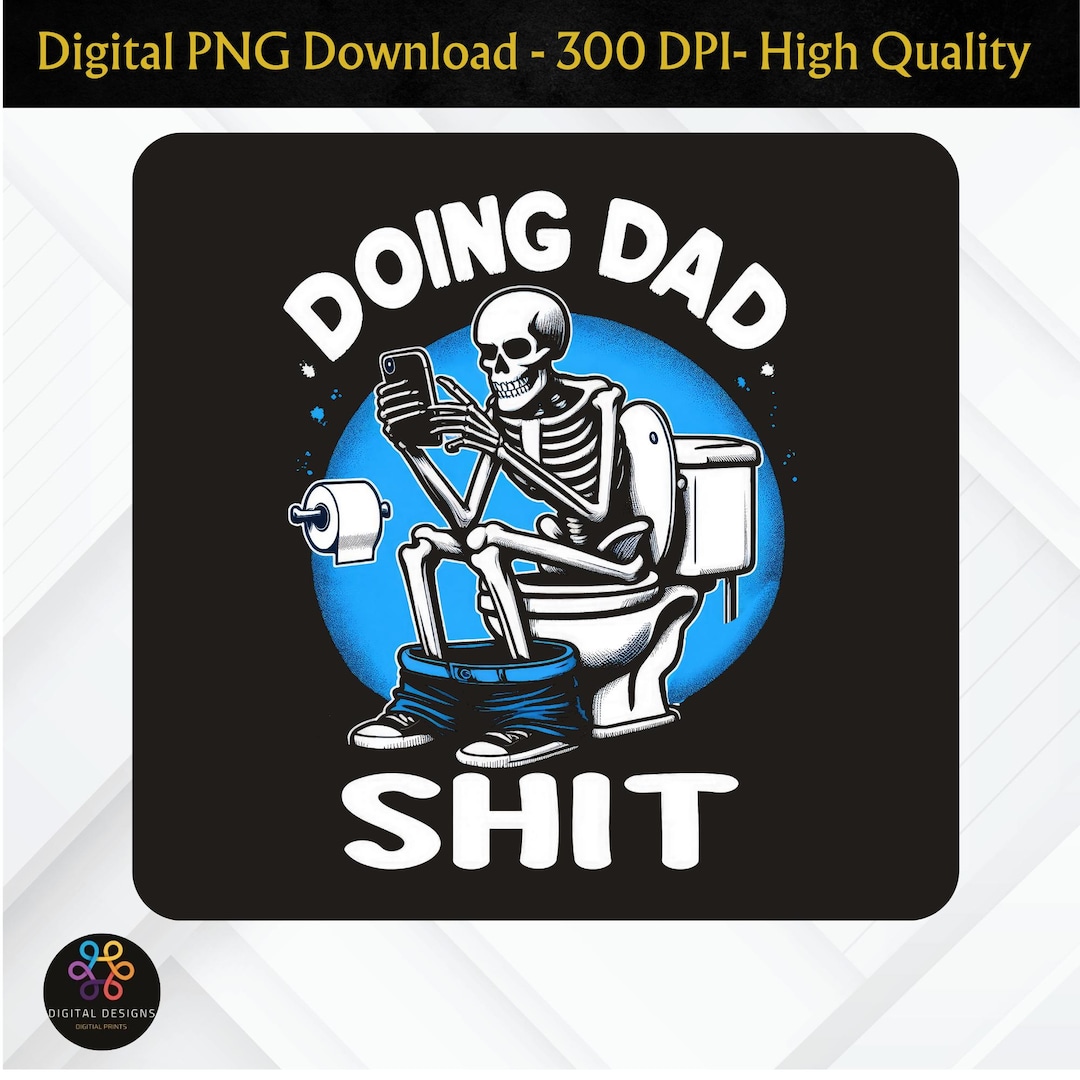 Funny Skeleton PNG Toilet Humor Retro Clipart Digital Design for ...