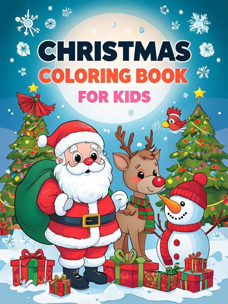 Christmas Coloring Book for Kids: 100 Easy Holiday Designs Makes A ...