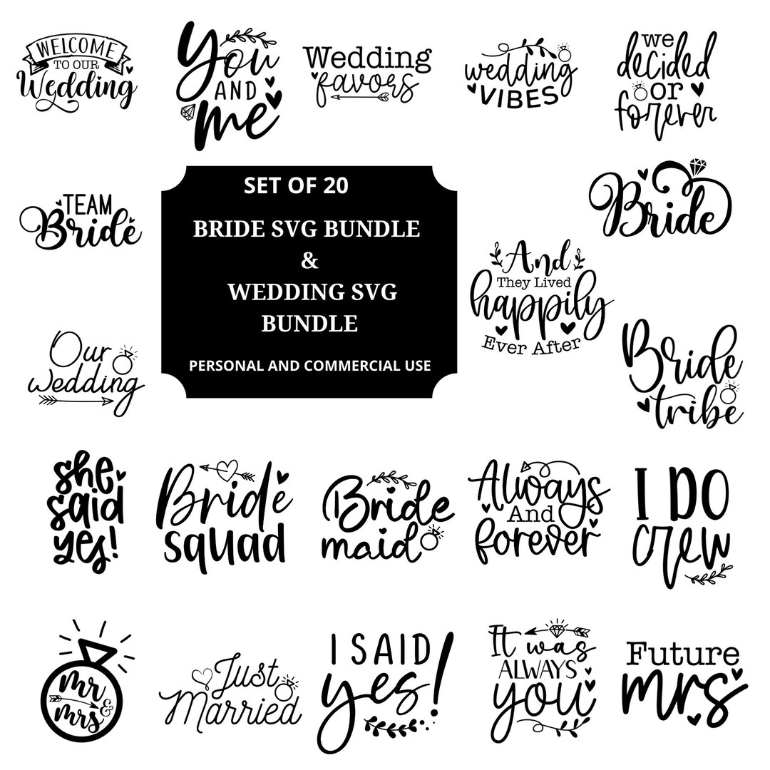 Bride SVG Bundle: Wedding DIY Decor Cut Files (digital Download) - Etsy