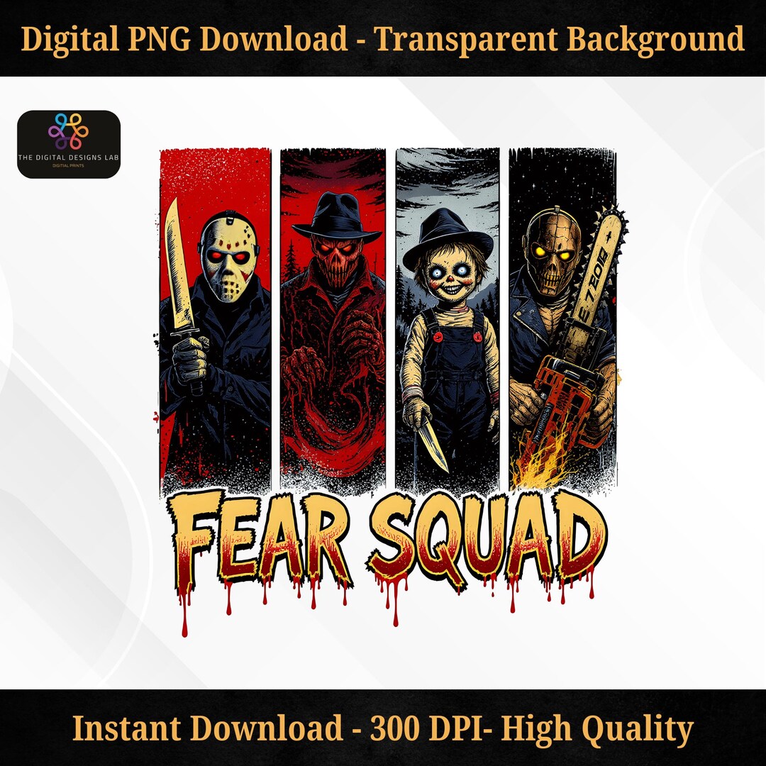 Horror Movie Fear Squad PNG: Halloween Slasher Clipart (digital ...