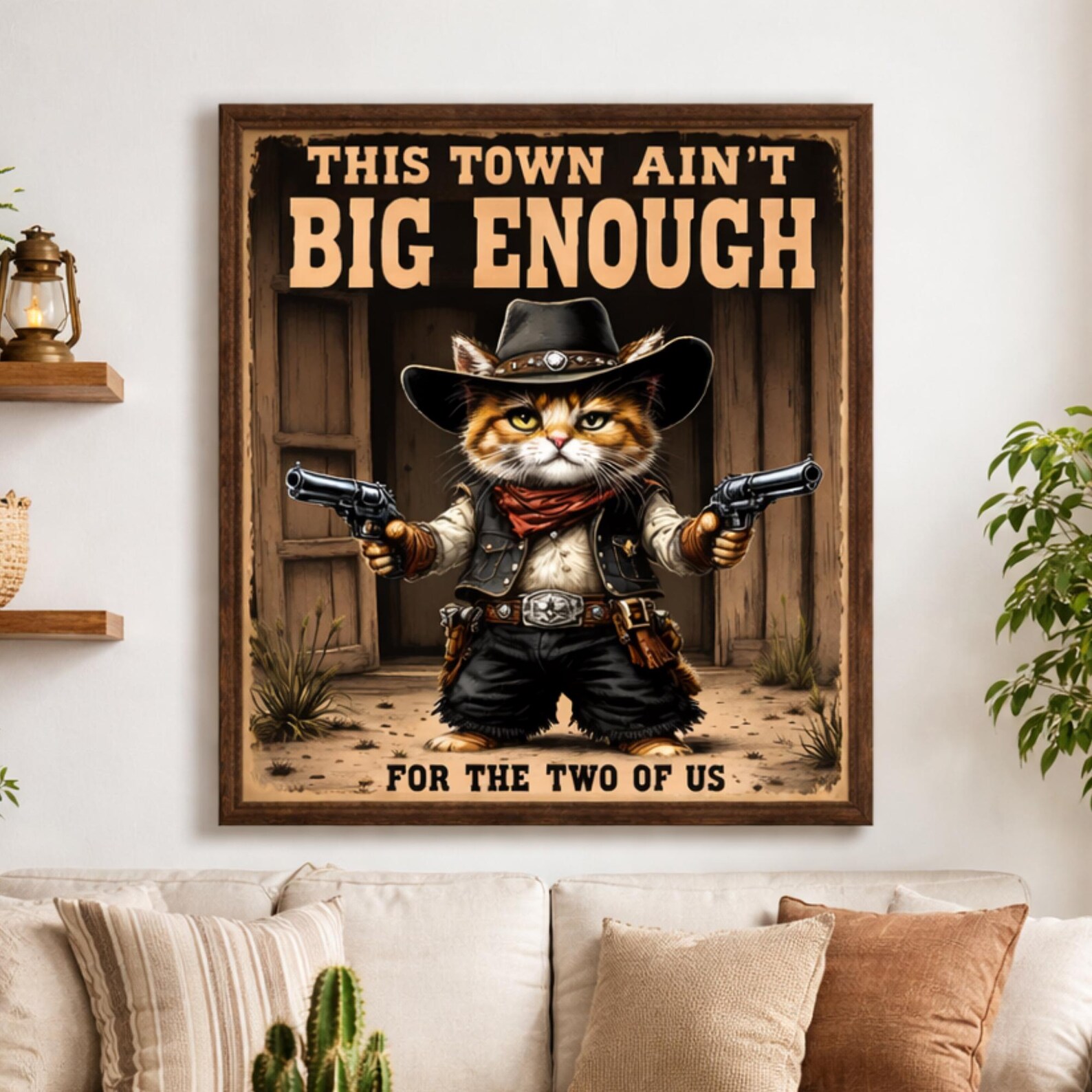 Cowboy Cat Poster Western Art Printable Digital Wall Decor - Etsy
