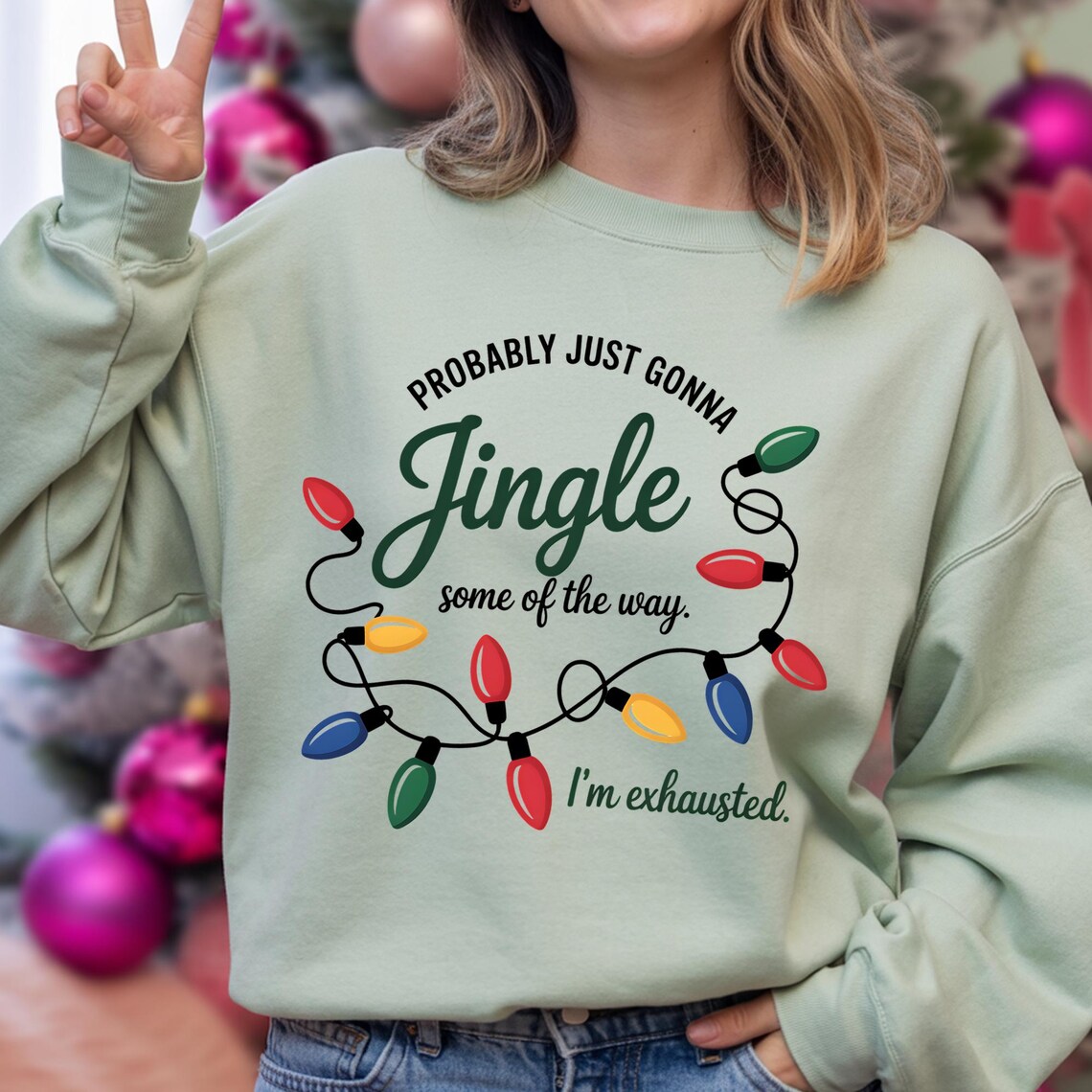 Christmas Lights PNG | Exhausted Mom Christmas Shirt Design | Holiday ...