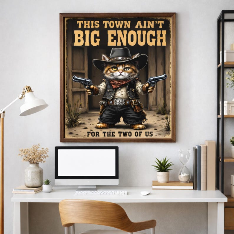 Cowboy Cat Poster Western Art Printable Digital Wall Decor - Etsy