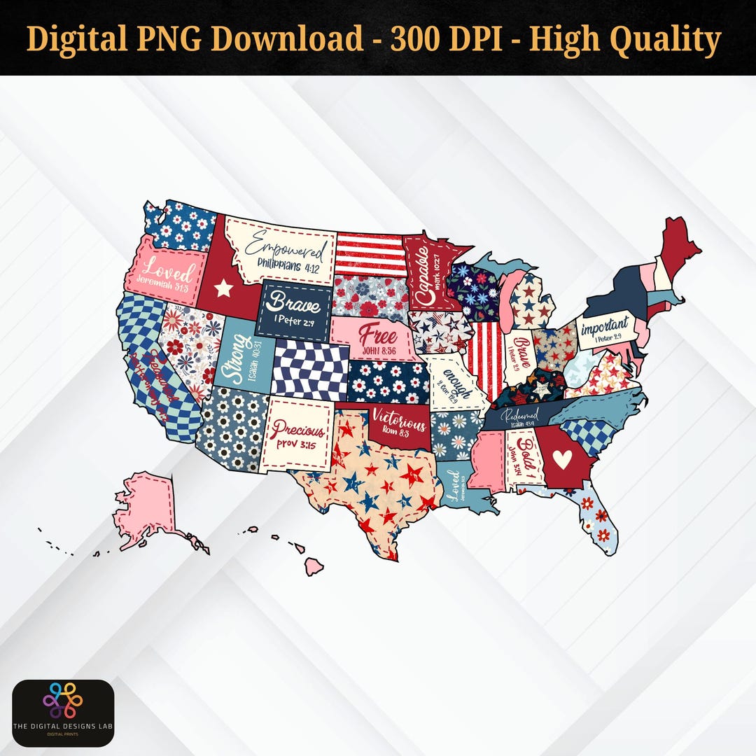 American Flag Graphic ,USA Map PNG, 4th of July Png, Patriotic Happy ...
