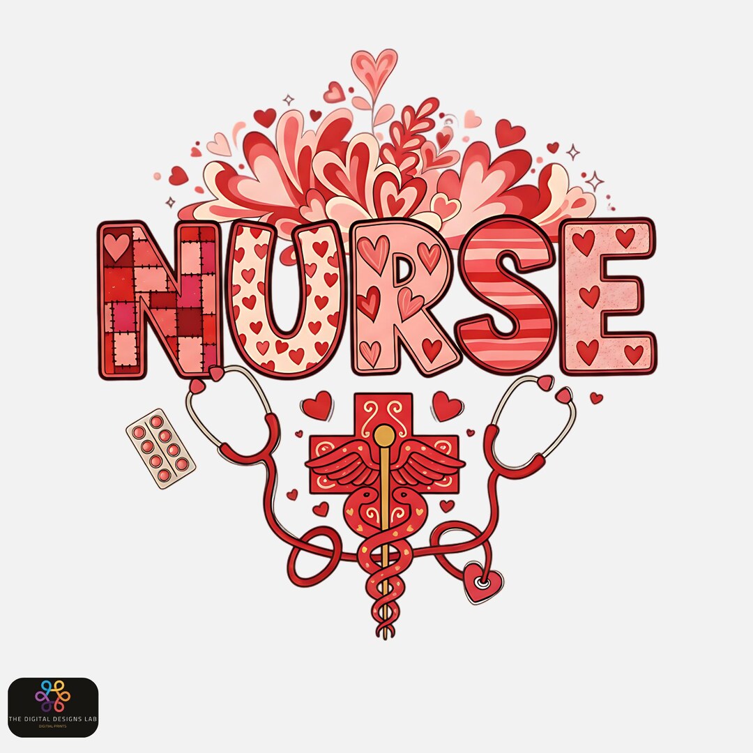 Nurse Valentine SVG PNG Medical Love Design RN Heart Caduceus Shirt ...