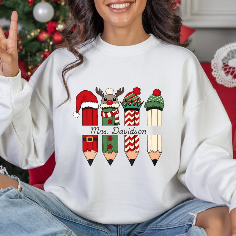 Custom Teacher Christmas Pencil PNG| Holiday Classroom Decor - Etsy UK