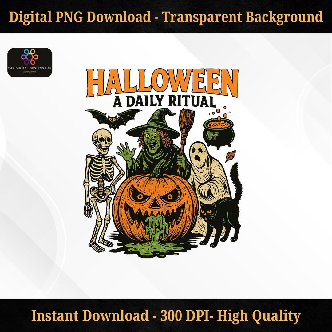 Halloween PNG Clipart Witch Skeleton Ghost Pumpkin Cat Cauldron Vintage ...