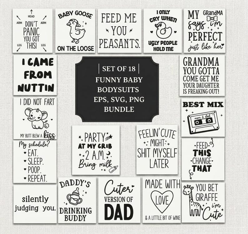 Funny Baby SVG Bundle, Baby Quotes for Onesies and Bodysuits, Cricut ...