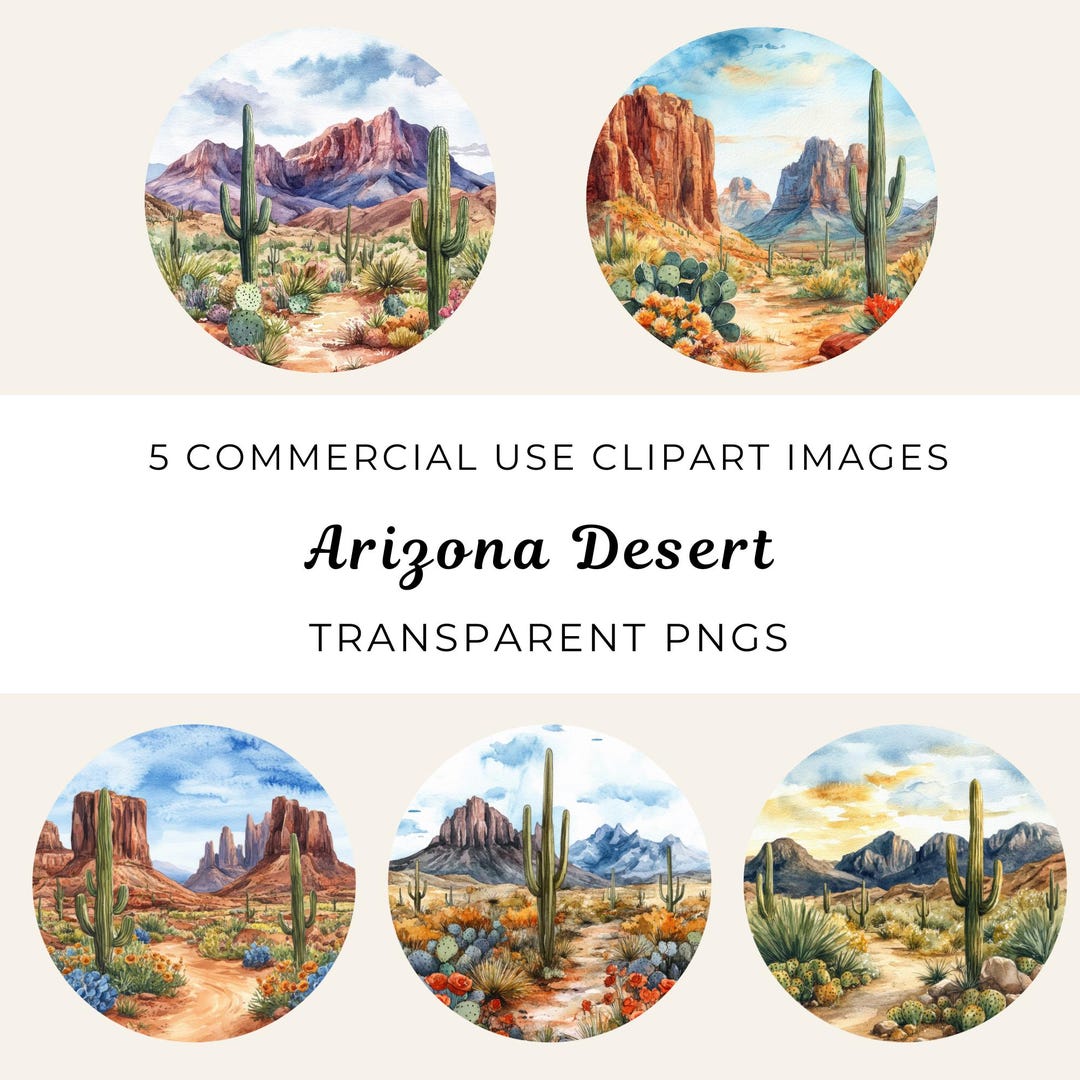 Arizona Desert Landscape Clipart, Southwest Scene PNG (digital Download ...